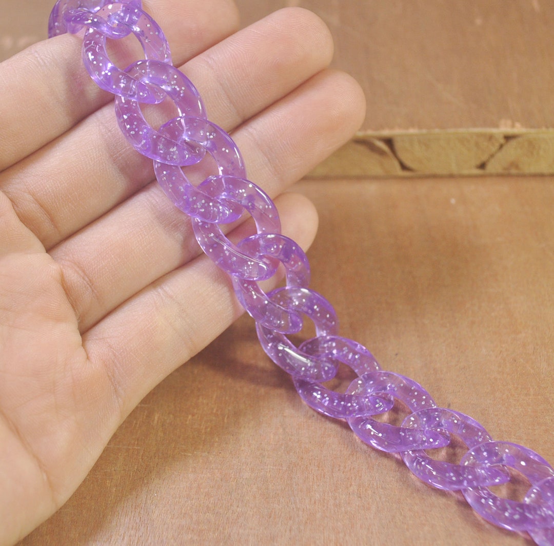 Purple Glitter Plastic Chain,27.5“ Chunky Chain Links,transparent ...