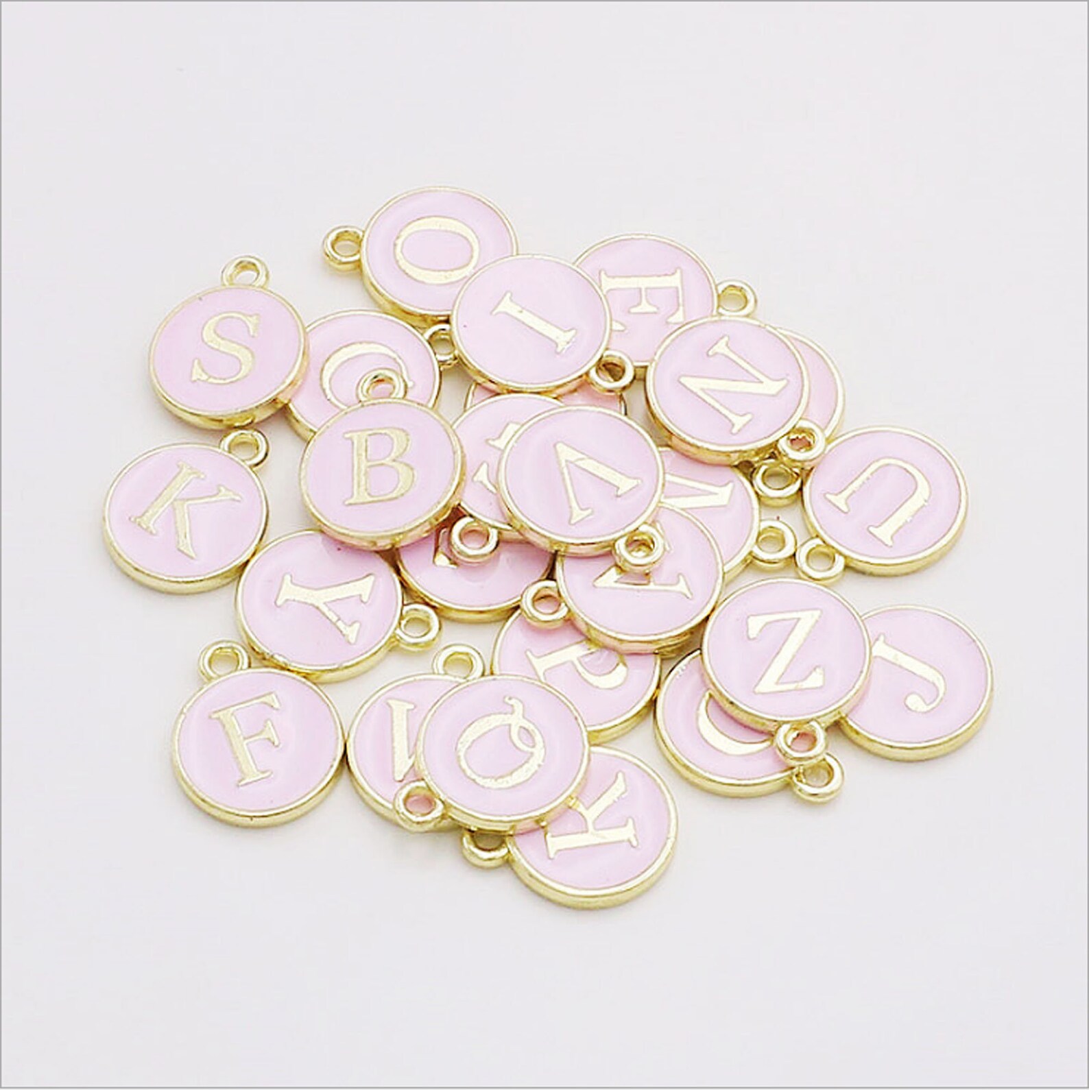 10 Pick Your Letter & Color-26 Alphabet Letters Round Tag Charm Enamel ...
