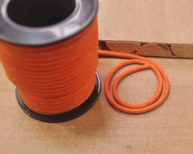 New!round Cord,1/2/3/4/5yards 3mm Orange Faux Suede Cord Leather Lace ...