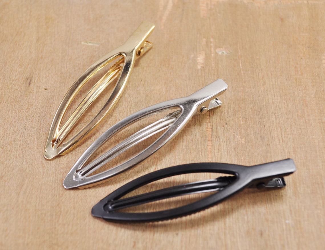 Oval Alligator Hair Clips50pcs Silver/gold/black Metal Hair | Etsy