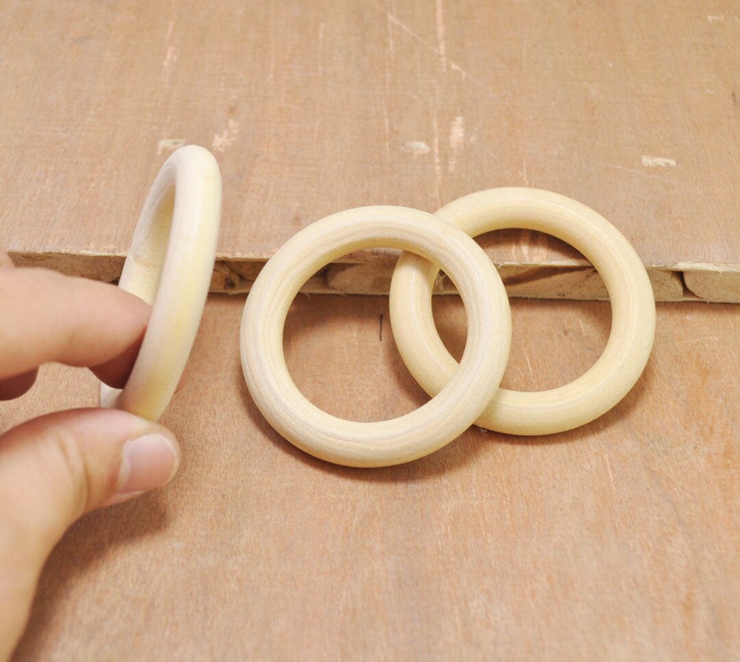 10pcs Unfinished Natural Wooden Rings, Wood Ring 58mm (2.28") for Ring ...