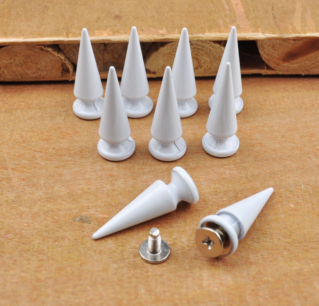 5-30pcs White Bullet Punk Spikes,leather Crafts Screw Punk Studs Cone ...