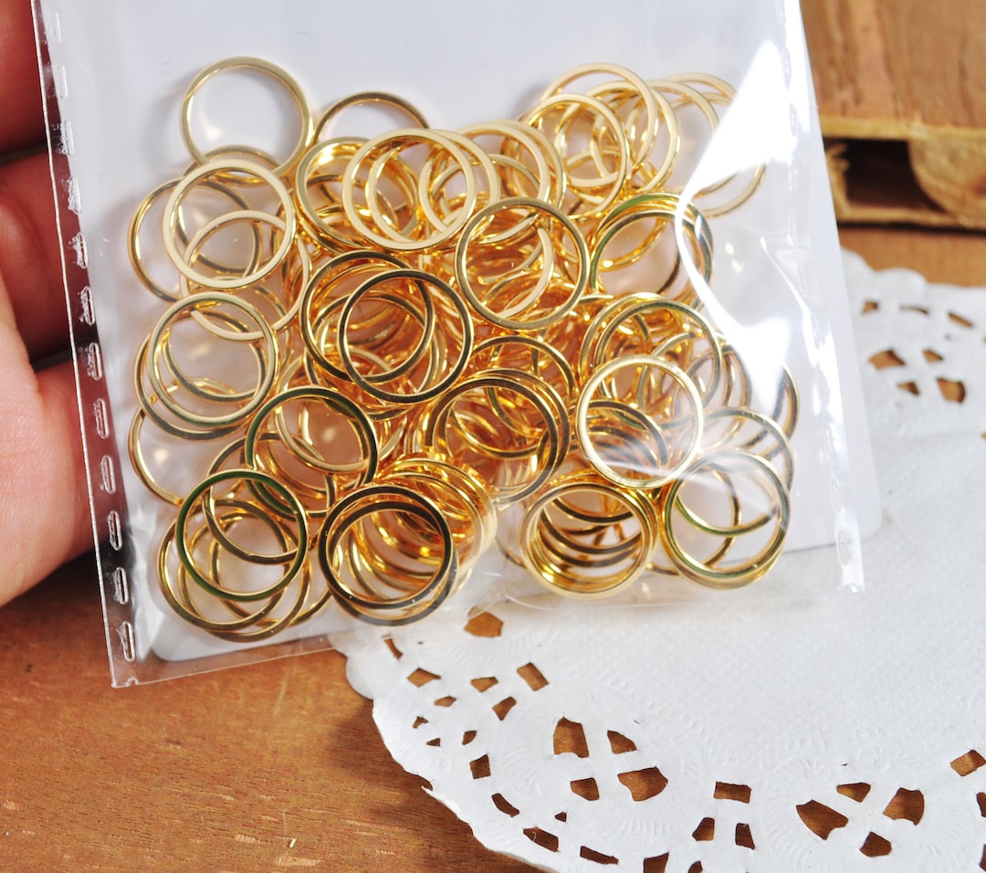 10-100pcs 18K Gold Round Link Charms 12mm, 18K Real Gold Plated Brass ...