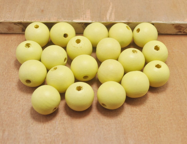 50pcs Light Yellow Round Wood Beads20mm Round Wooden - Etsy