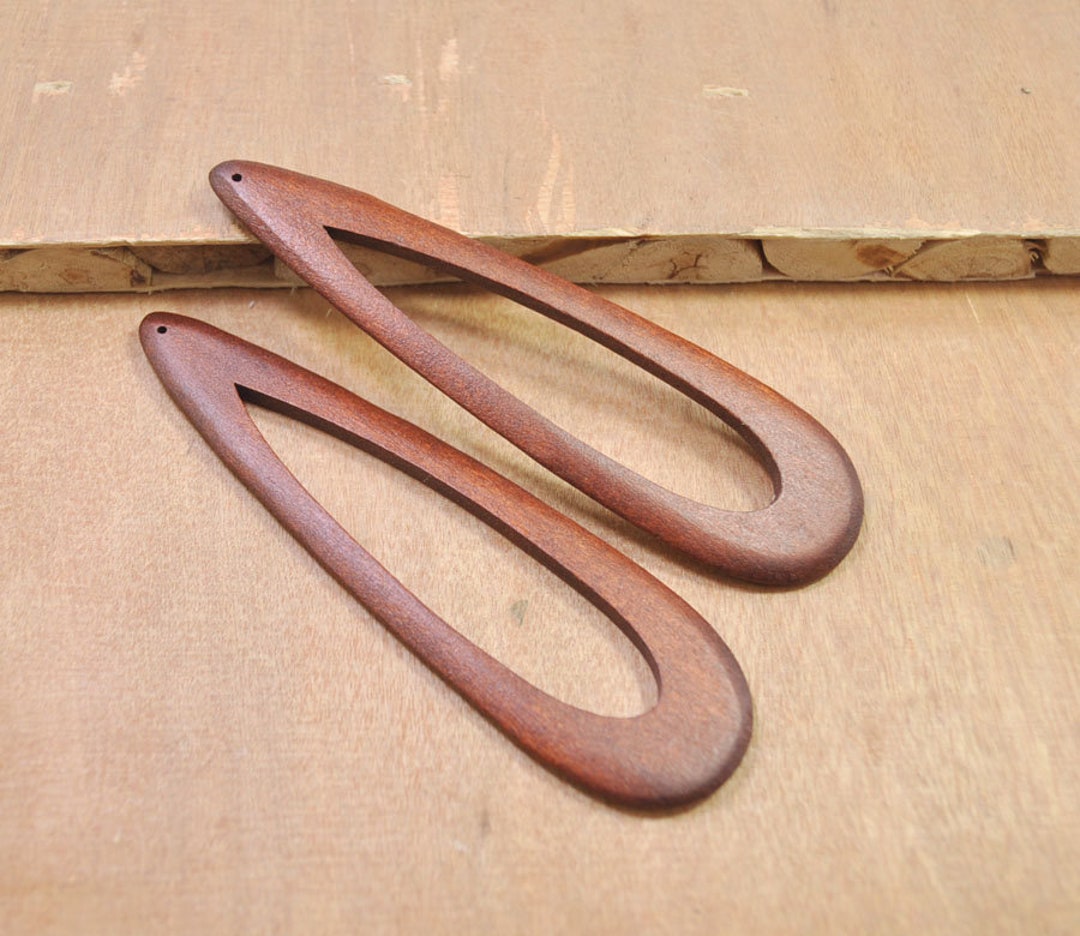 10pcs Brown Wood Drop, Unfinished Hollow Out Wooden Pendants, Large ...