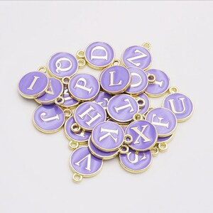 10 Pick Your Letter & Color-26 Alphabet Letters Round Tag Charm Enamel ...