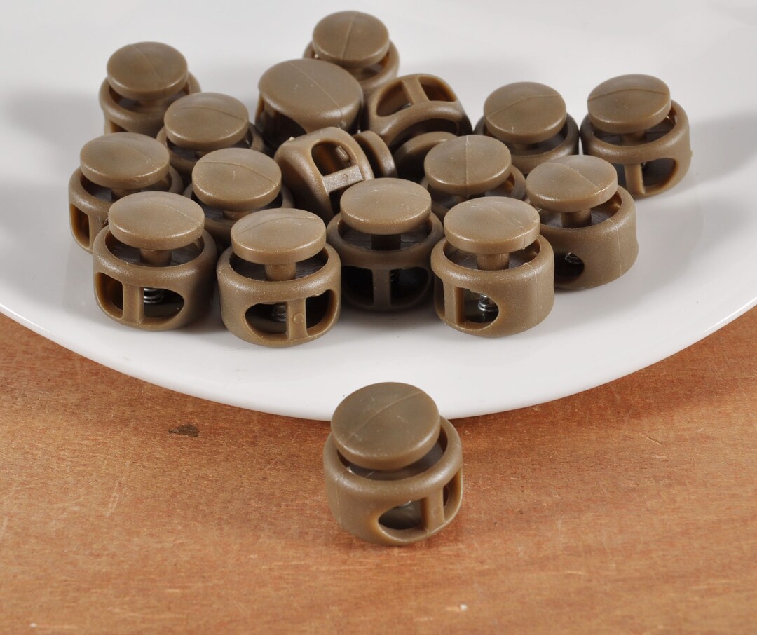 10 Plastic Toggle Cord Lock,deep Brown Spring Button Toggles,double ...