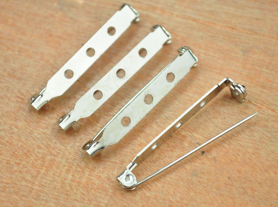 Silver Brooch Pin Backs Setting Blank With Roll Safety Clasp,50pcs ...