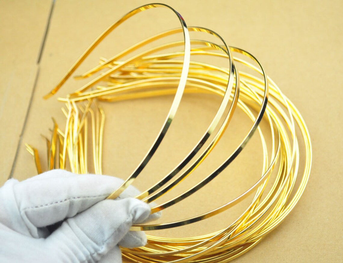 Gold Headbands--100pcs 3mm(1/8 Inch) Gold Plated Metal Headbands With ...