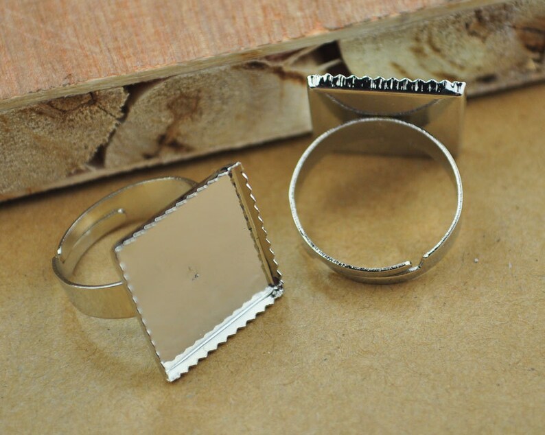 Ring Blanks50pcs Shiny Silver Metal Square Cabochon Ring Base - Etsy