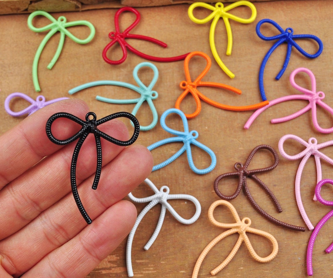 15 Colors Alloy Earring Charm, Bowknot Metal Earring Connector Pendant ...