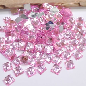Pink Acrylic Cube Box Square Loose Rhinestones Supply,10mm Square ...