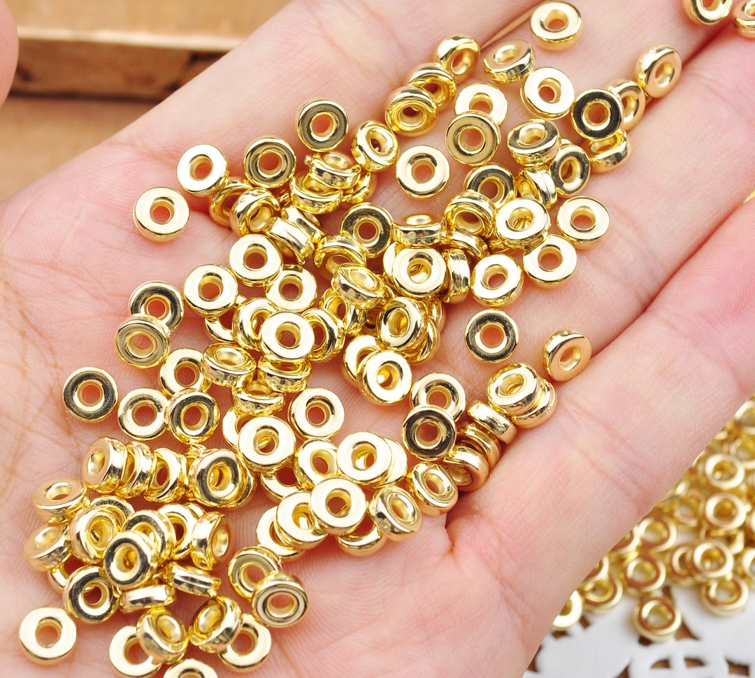300pcs 6mm Gold Flat Disc Spacers, CCB Plastic Heishi Spacers Beads ...