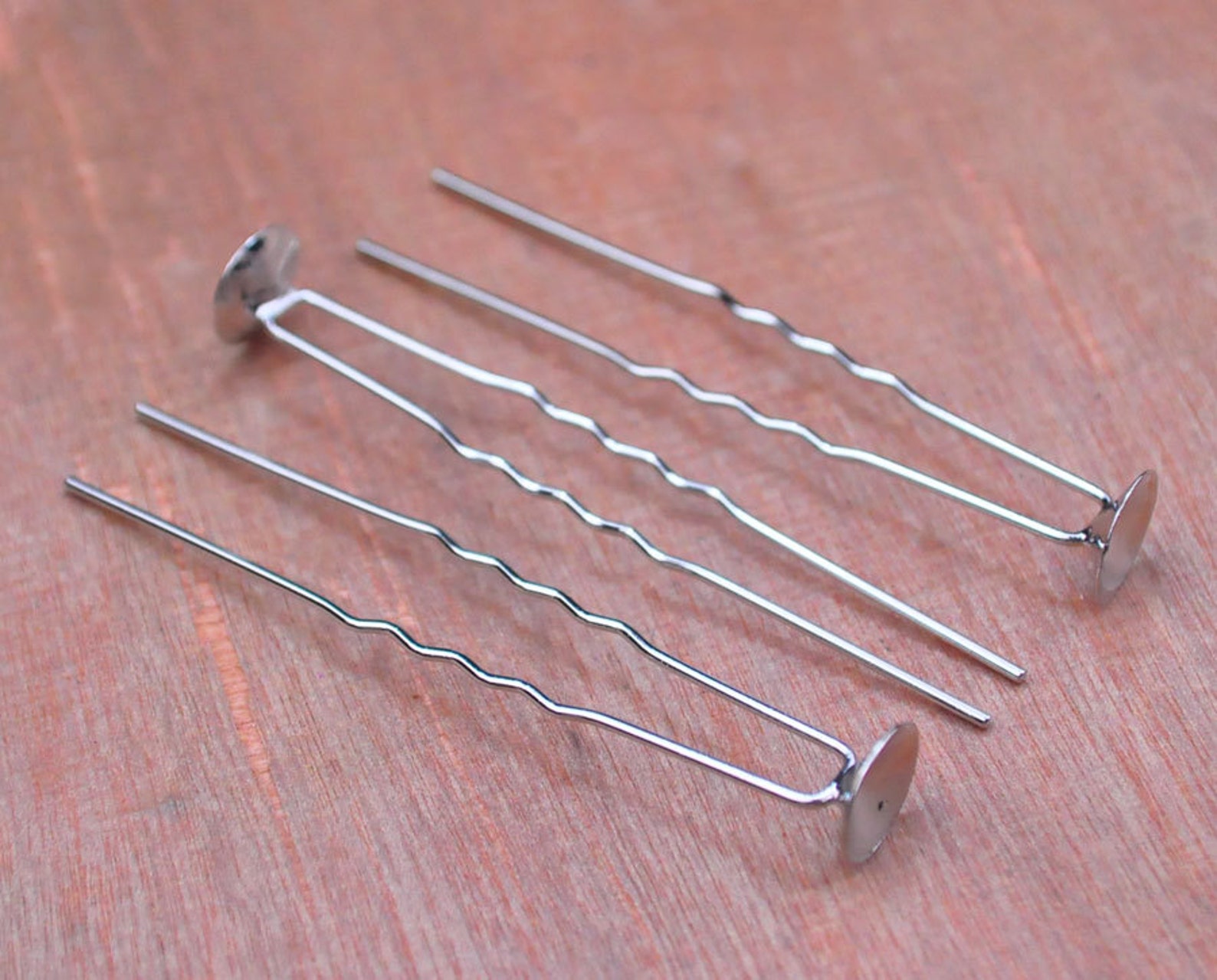 50pcs Thin Silver U Shaped Hair Pins With 10mm Bezel 67mm Length Hair ...