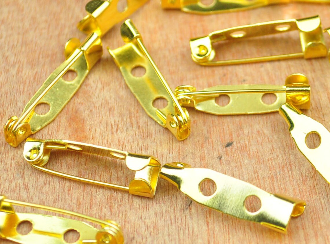 Blank Safe Pin 50 Pieces Gold Metal Bar Pin Back Brooch,safety Pin ...