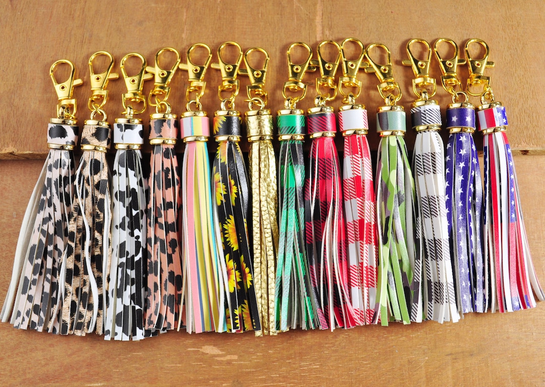 5.9" Large Tassels Keychain,14 Colors PU Leather Tassels Keychain ...