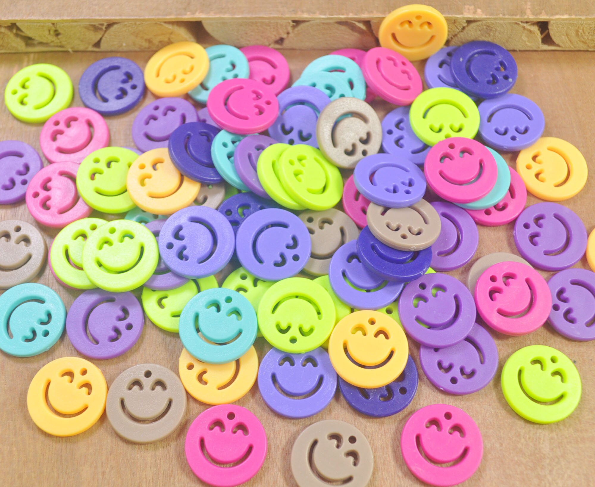 50pcs Mixed Color Small Smile Charmsmiley Facesmile | Etsy