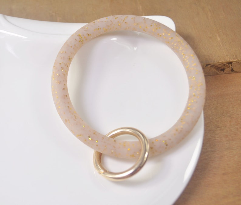Glitter Silicone Bangle Bracelet Keychain9 Colorslanyard - Etsy