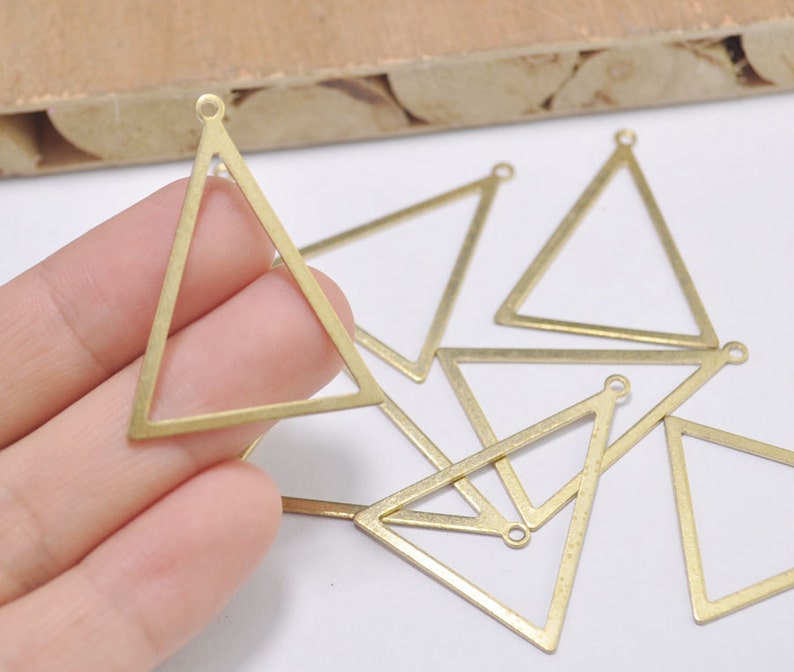 10pcs Raw Brass Triangle Pendant Charm,brass Triangle Rings,triangle ...