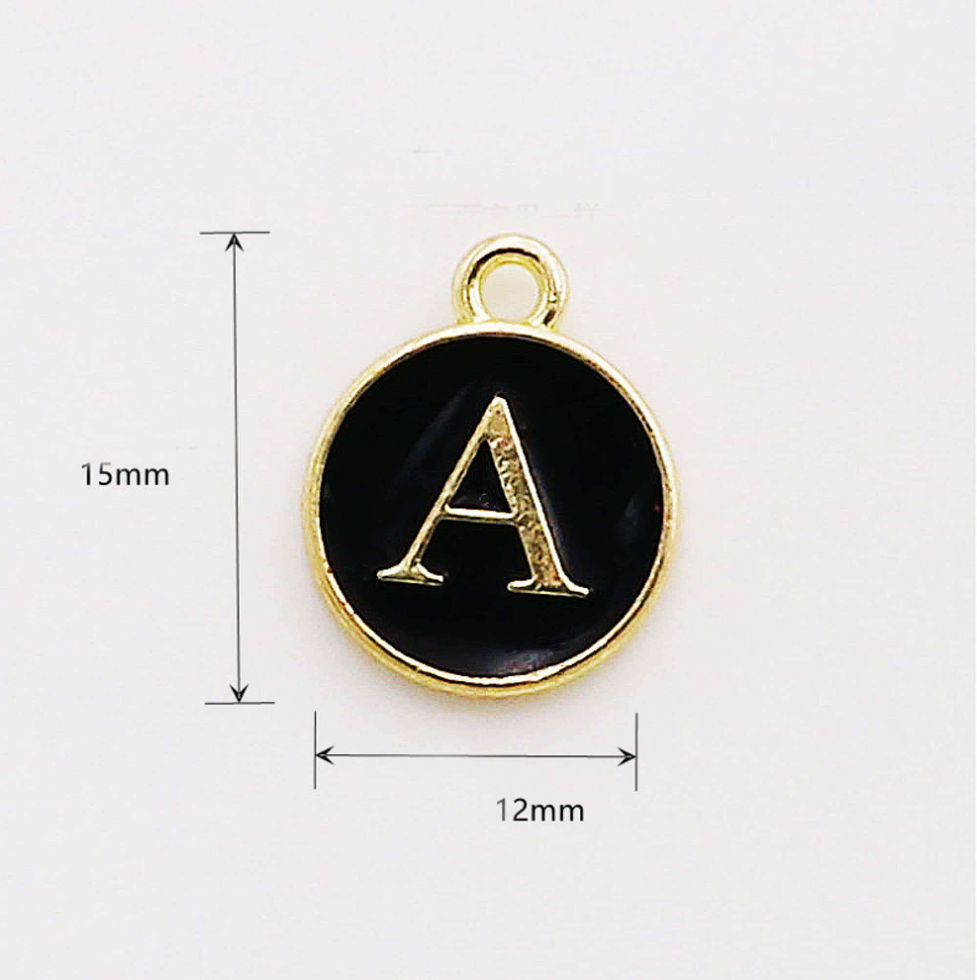 10 Pick Your Letter & Color-26 Alphabet Letters Round Tag Charm Enamel ...