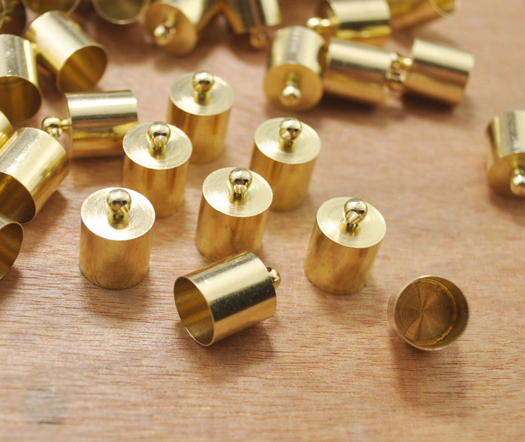 50pcs Raw Brass Caps Metal End Cap Connectors,brass End Caps for Cord ...