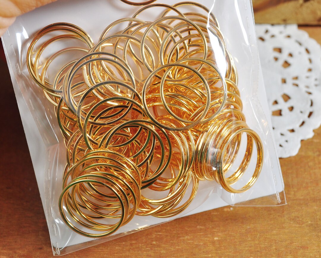 10-100pcs 18K Gold Round Link Charms 18mm, 18K Real Gold Plated Brass ...