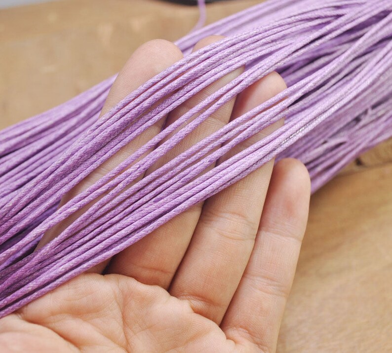 20 Yards/50 Yards Waxed Cotton Cords,1.5mm Lavender Color Cotton Cord ...