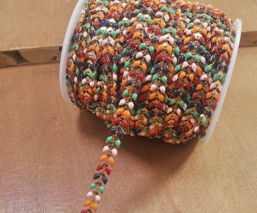 1 Feet Enameled Chain,fishbone Chain,feather Chain,link Chain,colored ...