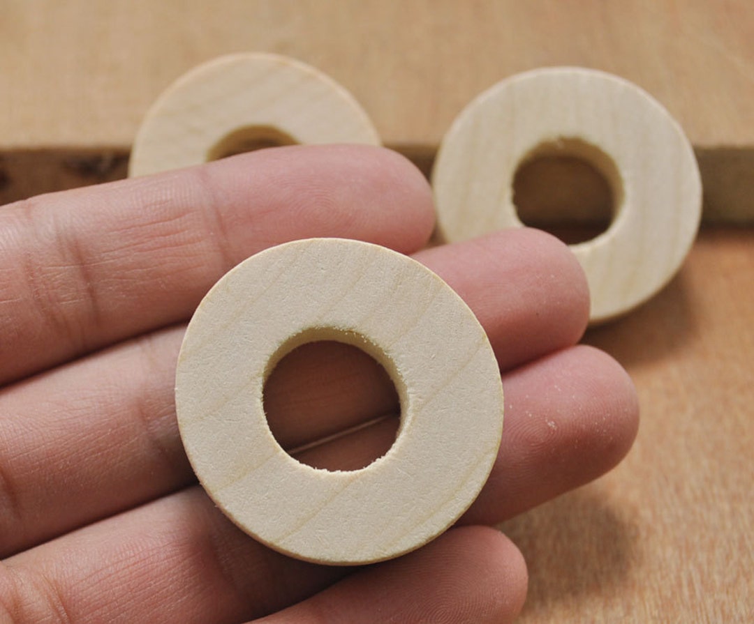 20pcs Flat Round Wood Jumpring Connector Wood Ring Unfinished Natural ...