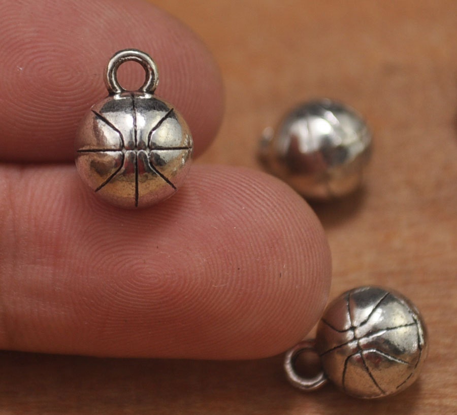 15pcs 10mm 3d basketball charms pendantantique silver tone 3d | Etsy