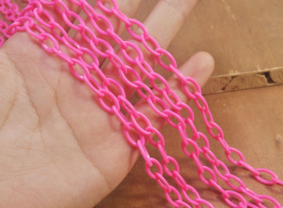 5pcs Bright Pink Plastic Chain,20 Inch, Acrylic Chain With Oval Links ...