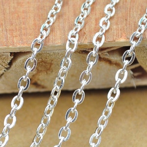 Silver Chain,32ft(10meters) Silver Plated Metal Flat Cable Link Chains ...