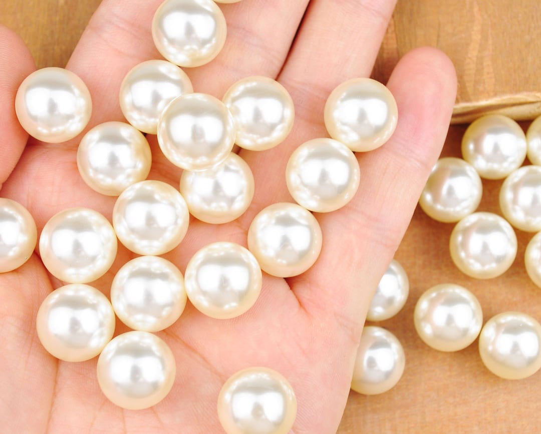Bulk Pearls,6/8/10/12/14mm Ivory Faux Pearls - Round Smooth Ivory ABS ...
