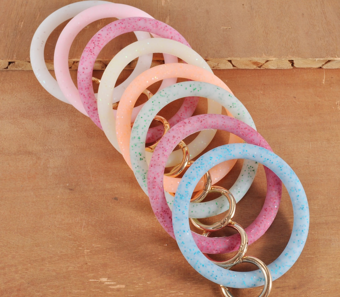 Glitter Silicone Bangle Bracelet Keychain,8 Colors，lanyard Bracelet ...