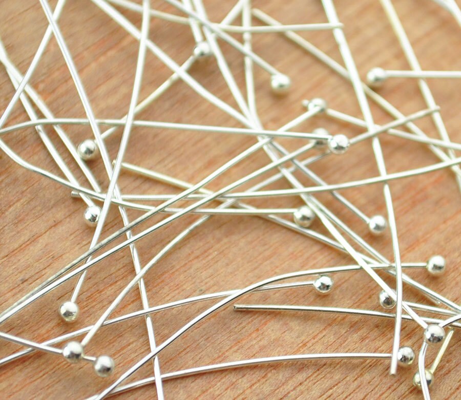 Ball Pin,beautiful Ball Headpins,200pcs Silver Plated Brass Ball End ...