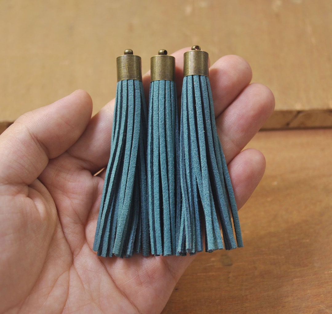 50 Stück,Faux Wildleder QUASTE,Pfau blaue Quaste,Quasten für ...