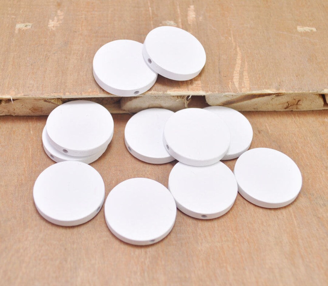 10pcs 25mm Flat Round Wood Bead Pendants,painted Wooden Bead,round Wood ...