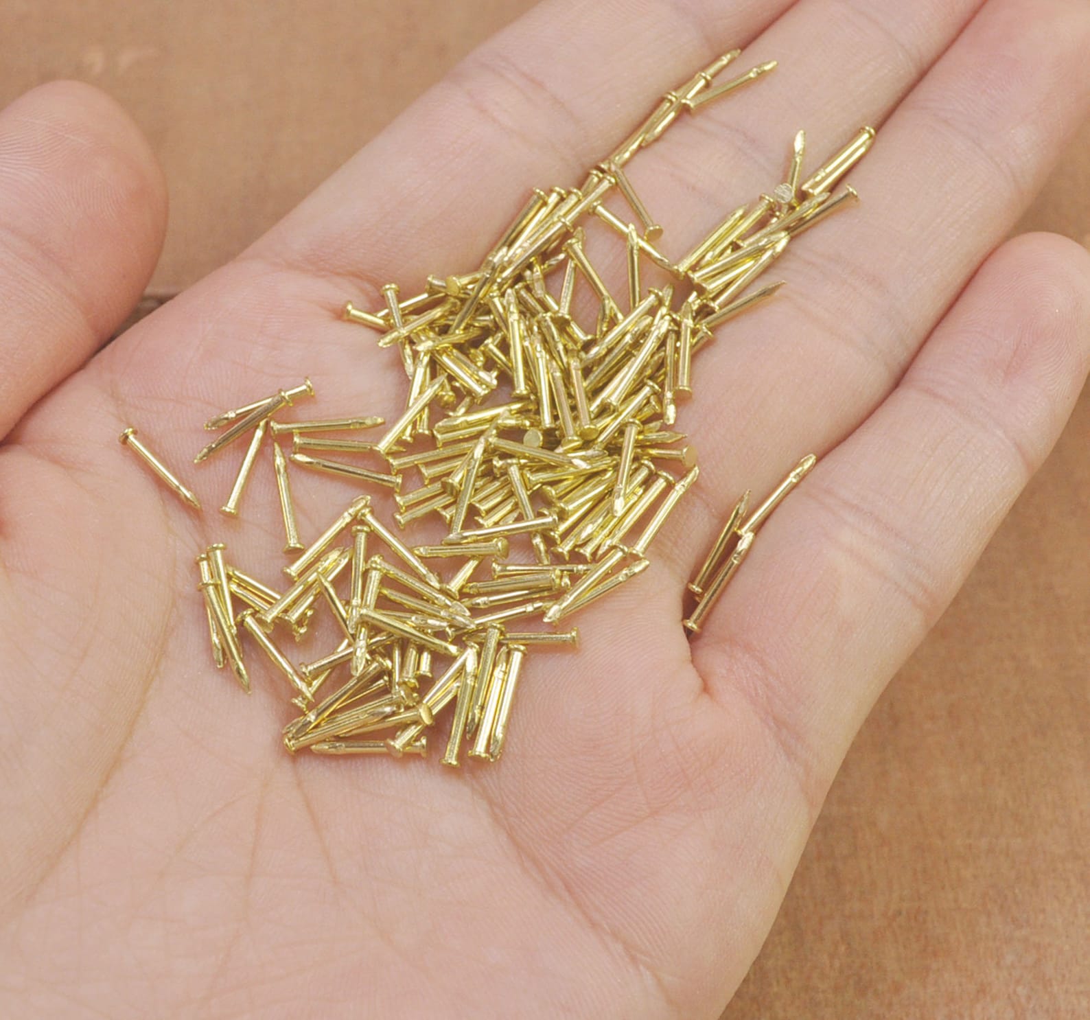 100pcs Solid Brass Brad Nails 2x10mm, Tacks, Nails, Brads. Small, Tiny ...