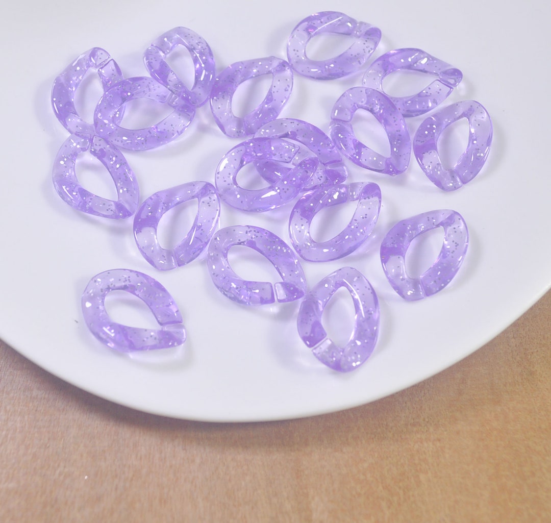 Purple Transparent Glitter Plastic Chain,50pcs Chunky Chain Links,open ...