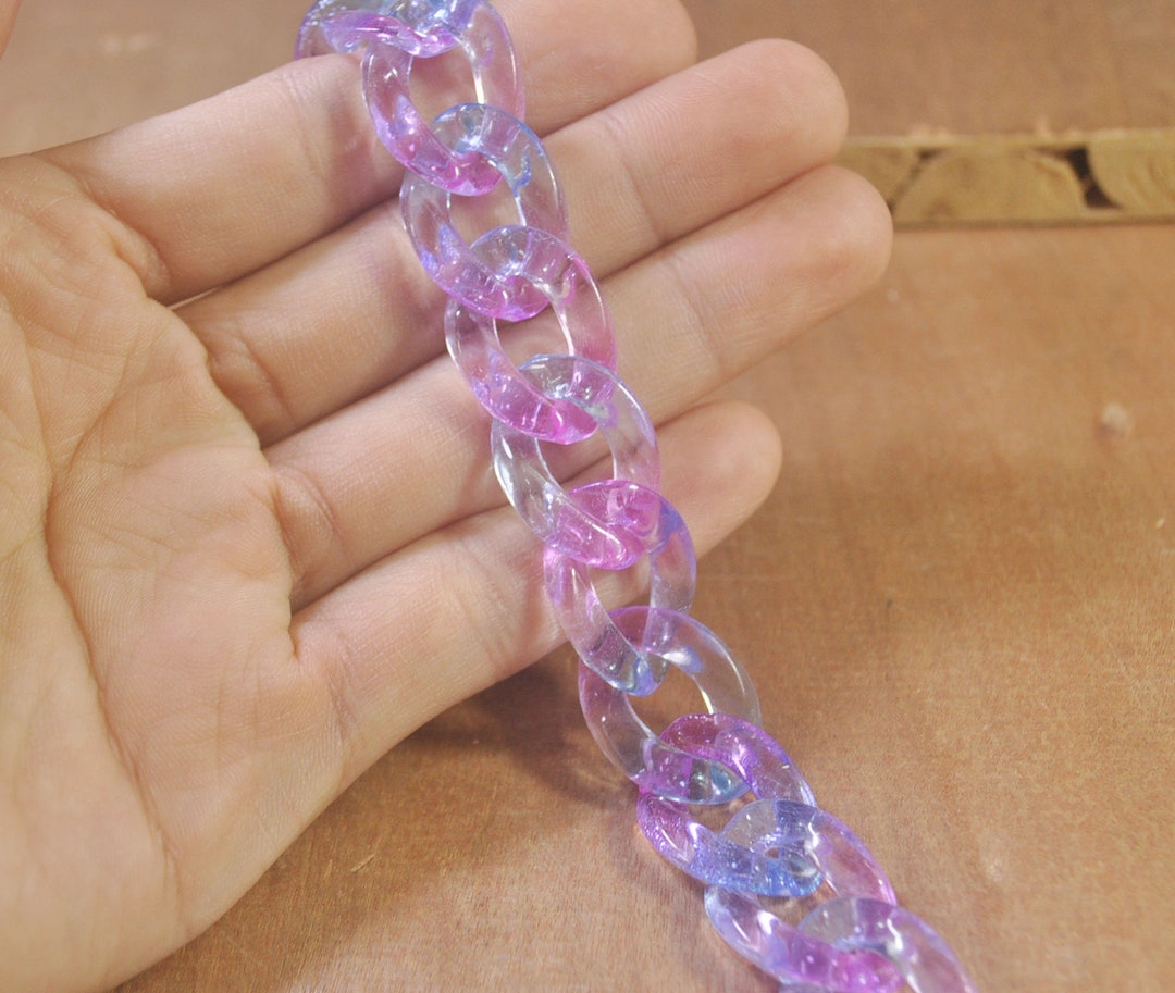 Two Color Transparent Plastic Chain,27.5“ Chunky Chain Links,plastic ...