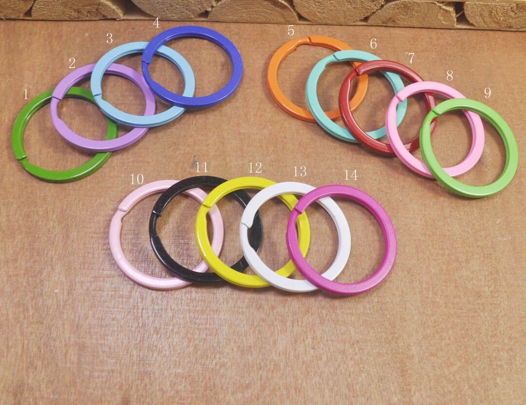 14 Pieces Key Rings,30x3mm, Metal Ring, Key Chain Supply, Multi-color ...