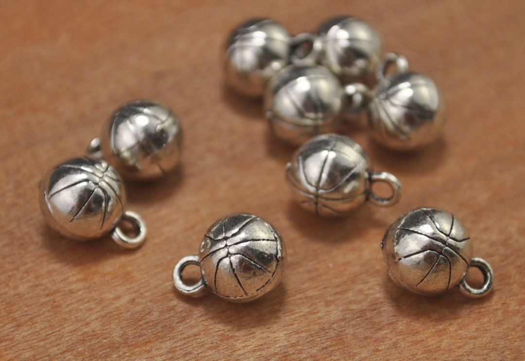 15pcs 10mm 3d Basketball Charms Pendant,antique Silver Tone 3d ...