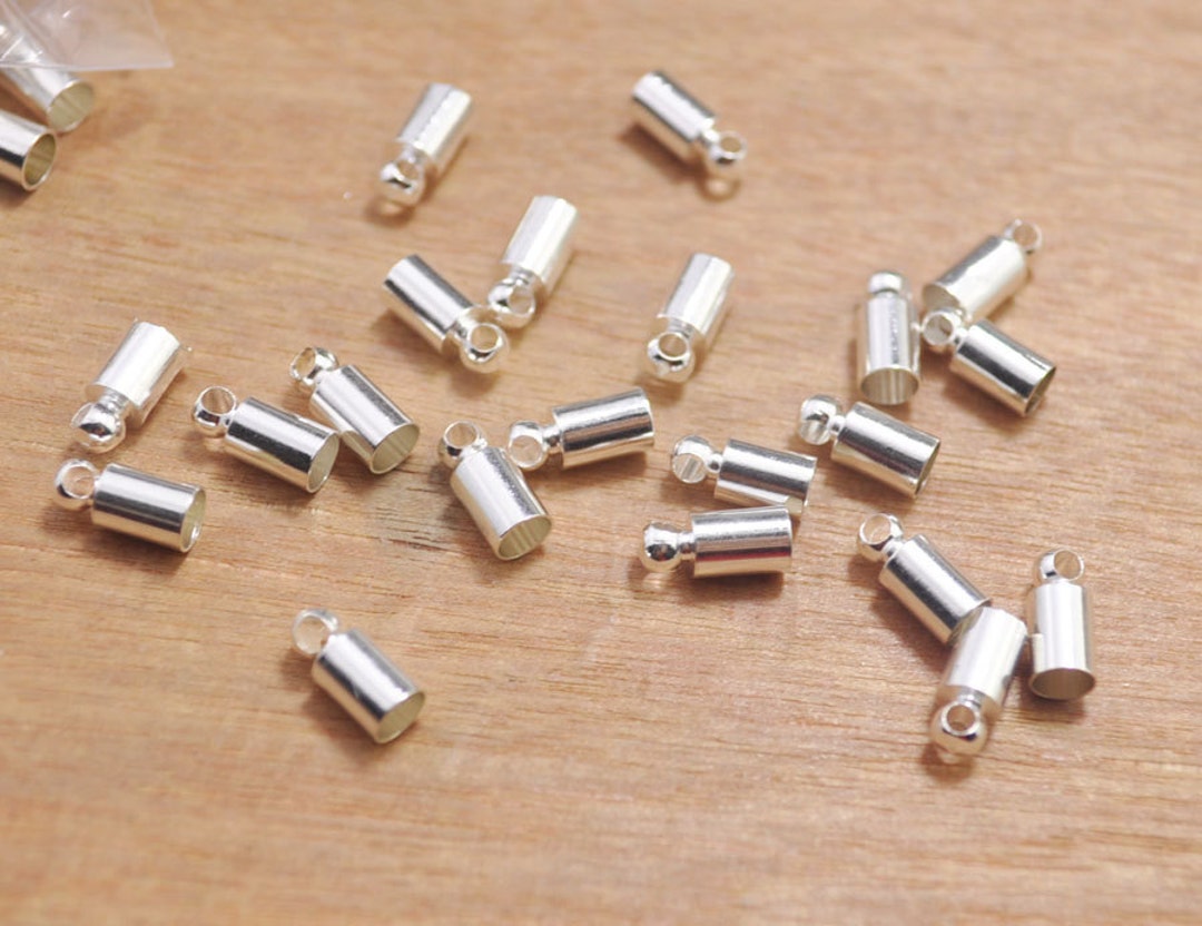 Small End Caps -100pcs Silver Plated Brass End Cap Clasp Clips ...