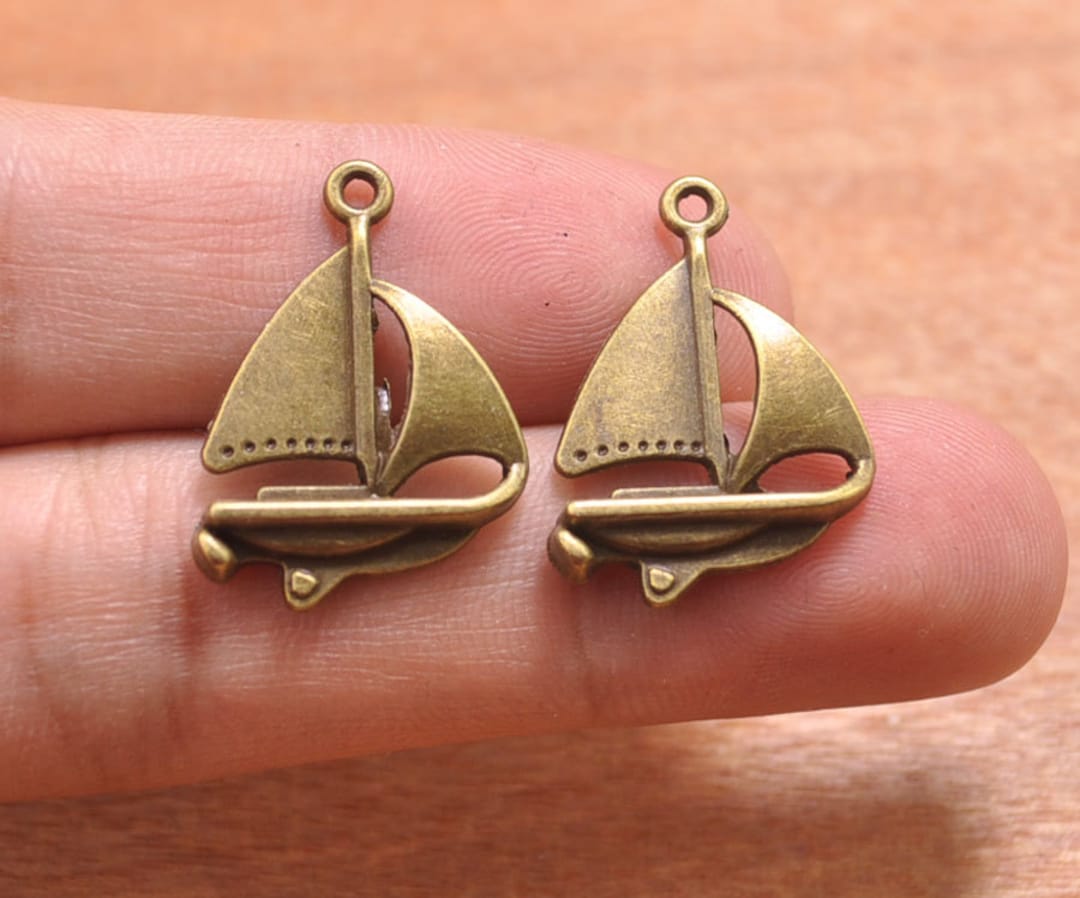 30pcs Sailing Boat Charm, Sailing Ship Pendant, Antique Bronze Metal ...