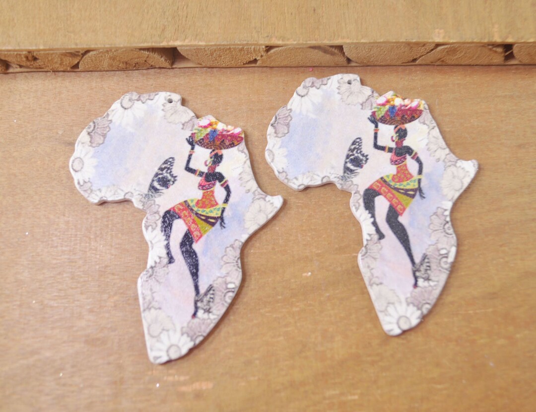 6pcs DIY Wooden Earrings,african Queen Earring,african Map Earrings ...
