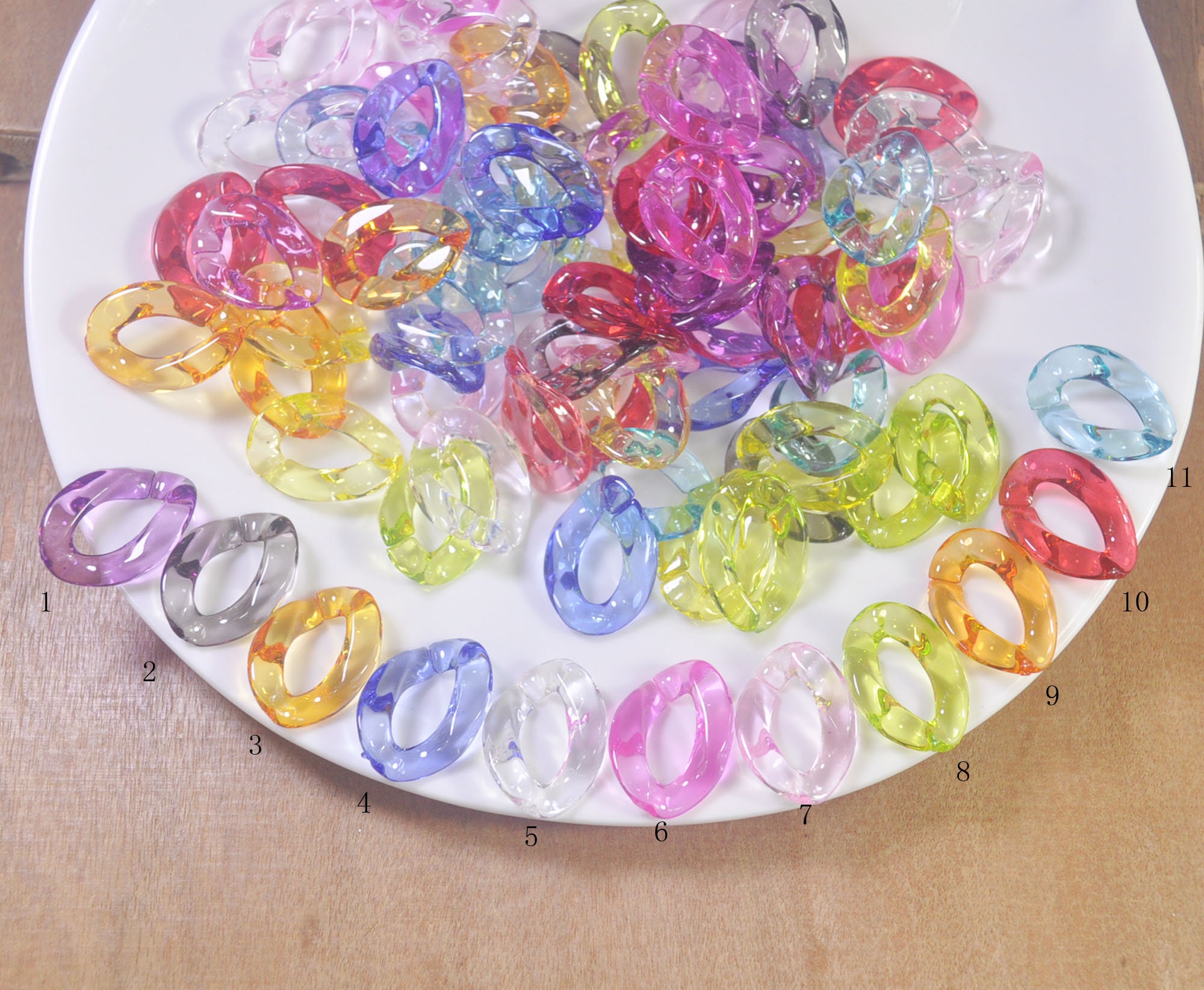 50pcs Mixed Color Transparent Plastic Chain Chunky Chain | Etsy