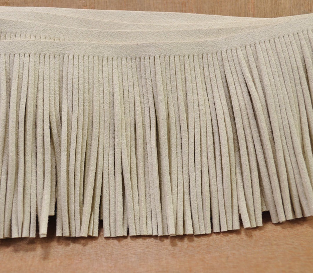 78mm Wide Beige Suede Leather Fringes, for Costume Fringes,3.3ft ...