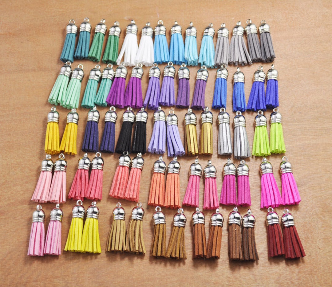 38mm(1.5") Faux Leather Tassels,20pcs 35 Color Mini Tassel Craft,silver ...