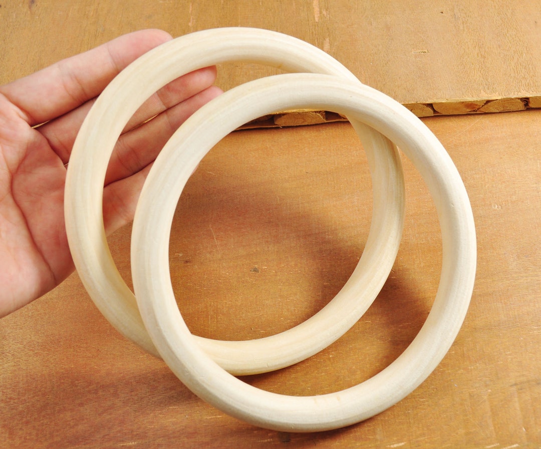 Natural Wooden Rings, 2pcs 5.7 Inch Wood Bag Handles,wooden Round ...