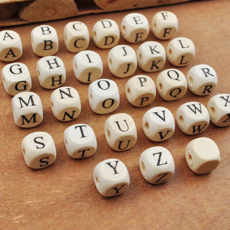 Wood Alphabet Cube Beads - Etsy